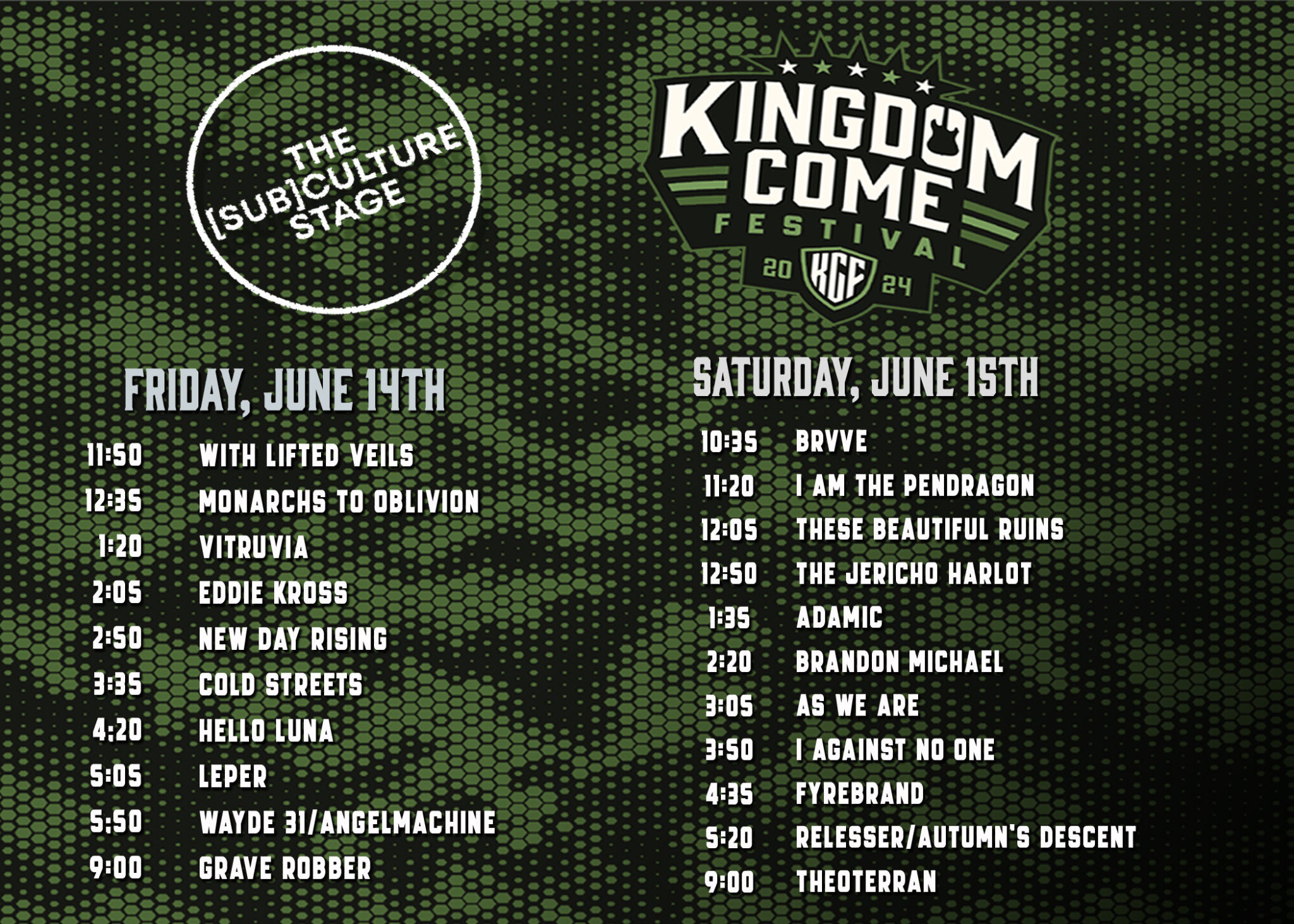KCF 2024 LINEUP & SCHEDULE - Kingdom Come Festival